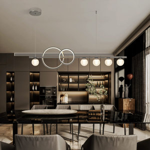 Ivy Bronx Cailob 7 - Light Chrome LED Kitchen Island Pendant | Wayfair